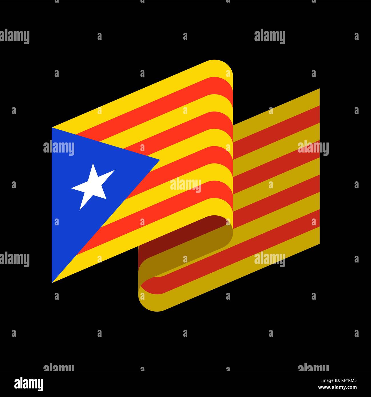 Catalonia flag isolated. Estelada Blava banner ribbon. Symbol of State ...