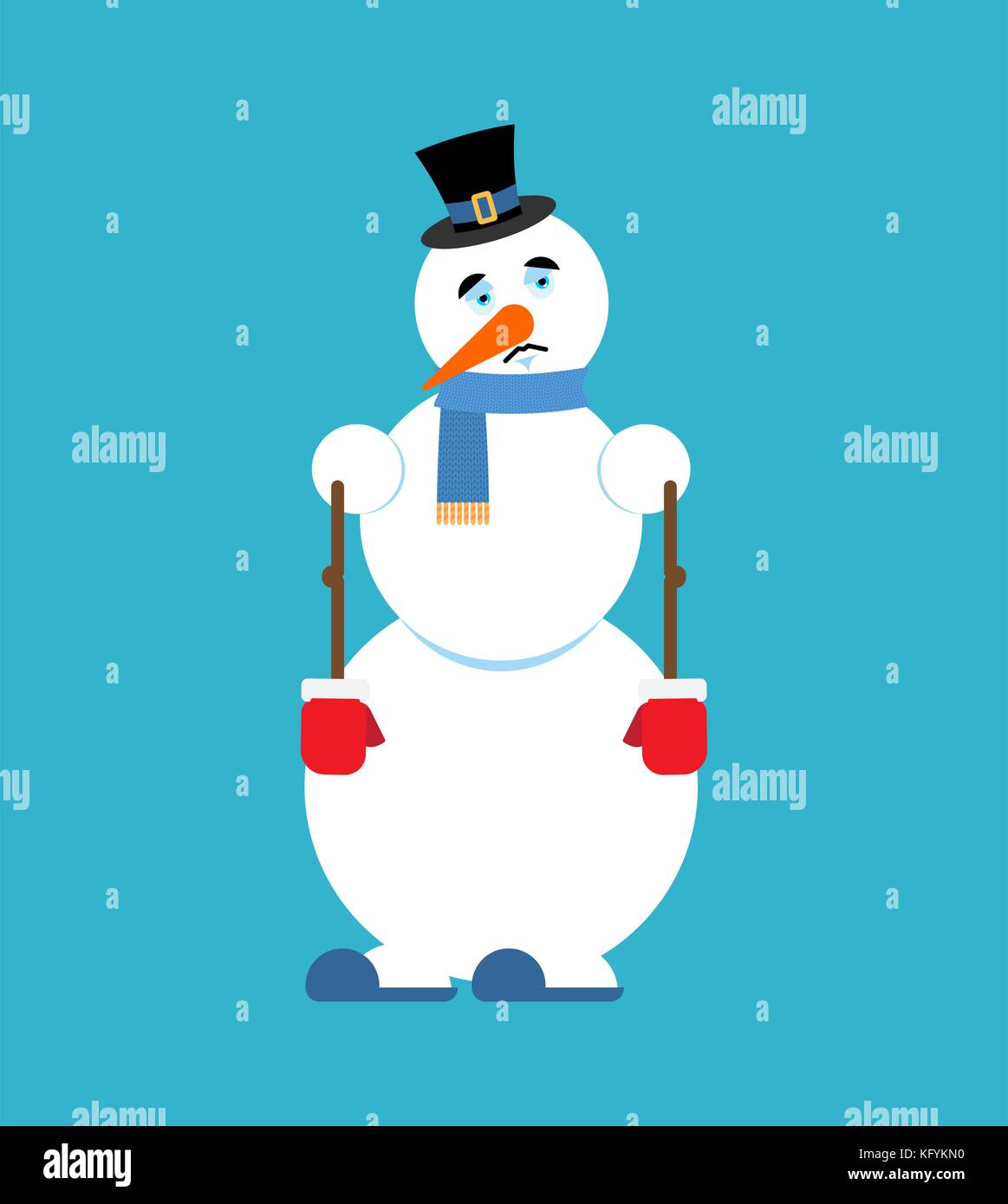Snowman sad. sorrowful emoji. New Year and Christmas vector ...