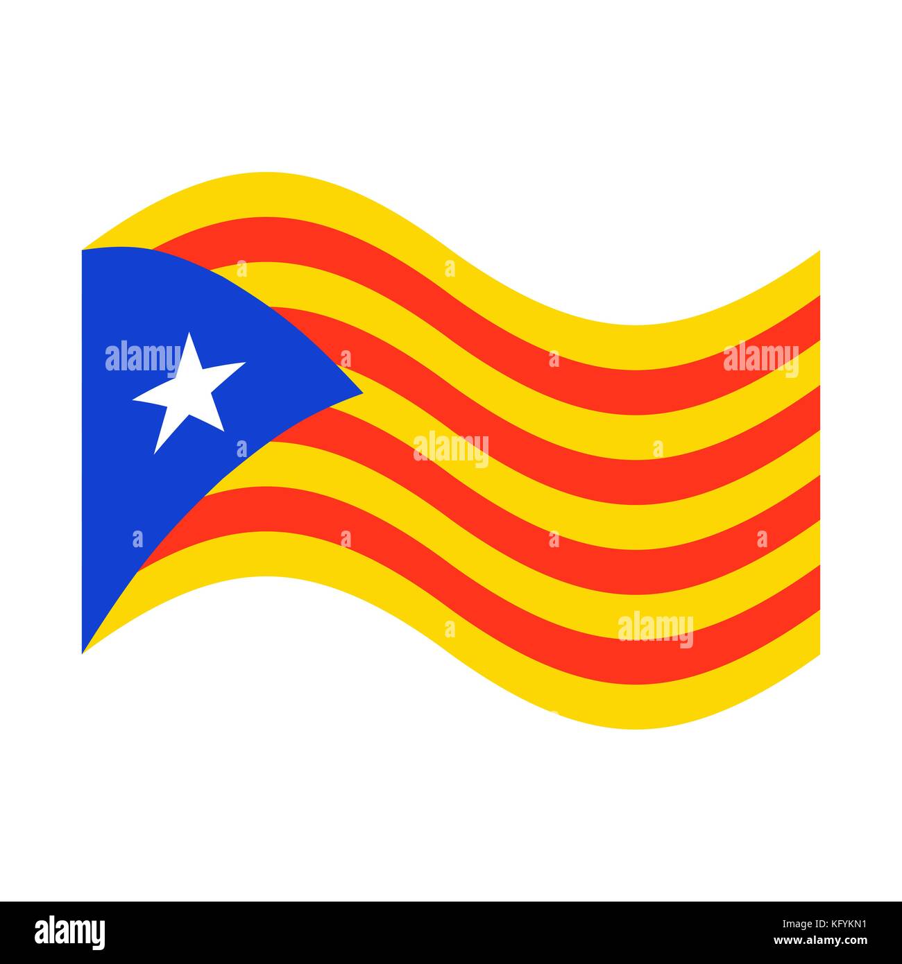 Catalonia flag isolated. Estelada Blava banner ribbon. Symbol of State ...