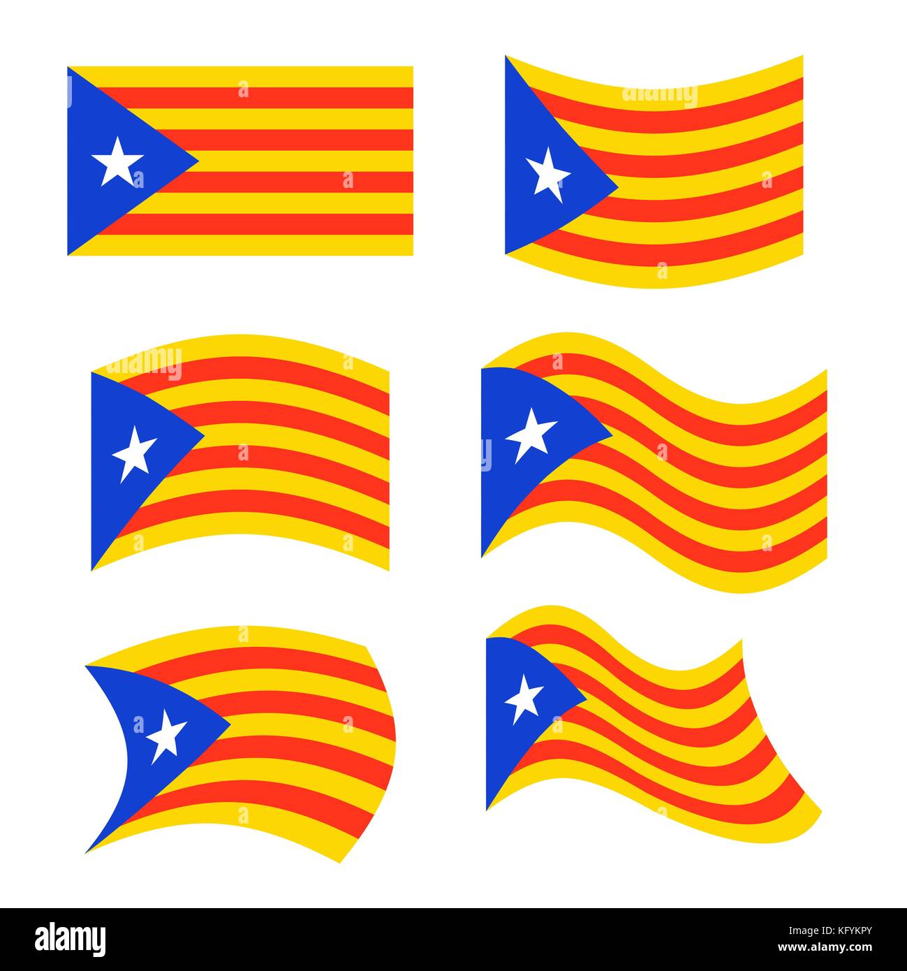 Catalonia flag set. Estelada Blava banner ribbon. Symbol of State Stock ...