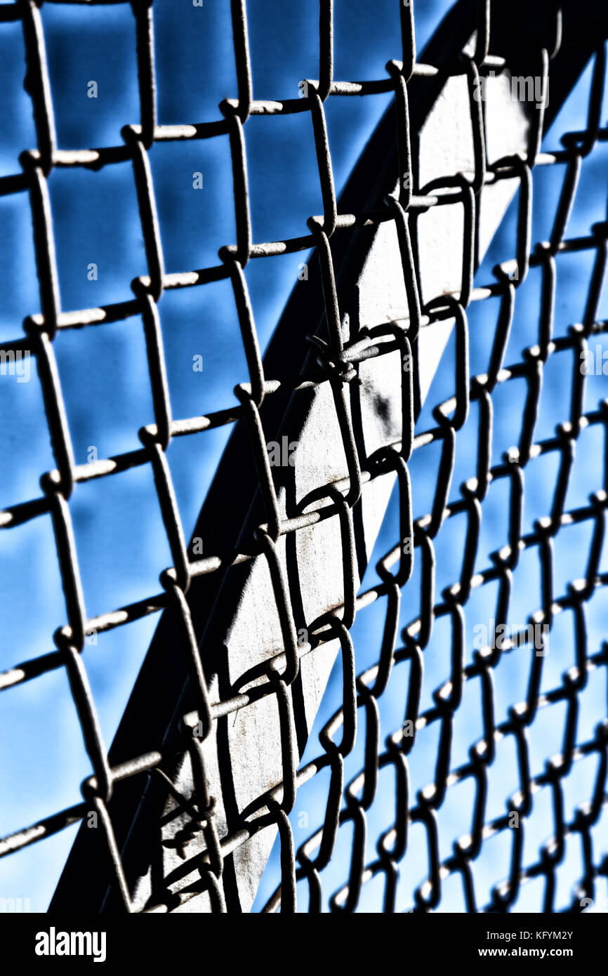 abstract texture of a metal grid surface like background in the sky ...
