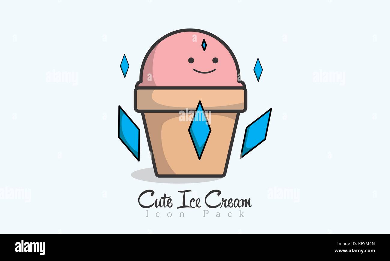 Cute Ice Cream Icon Logo Mascot Stock Photo - Alamy