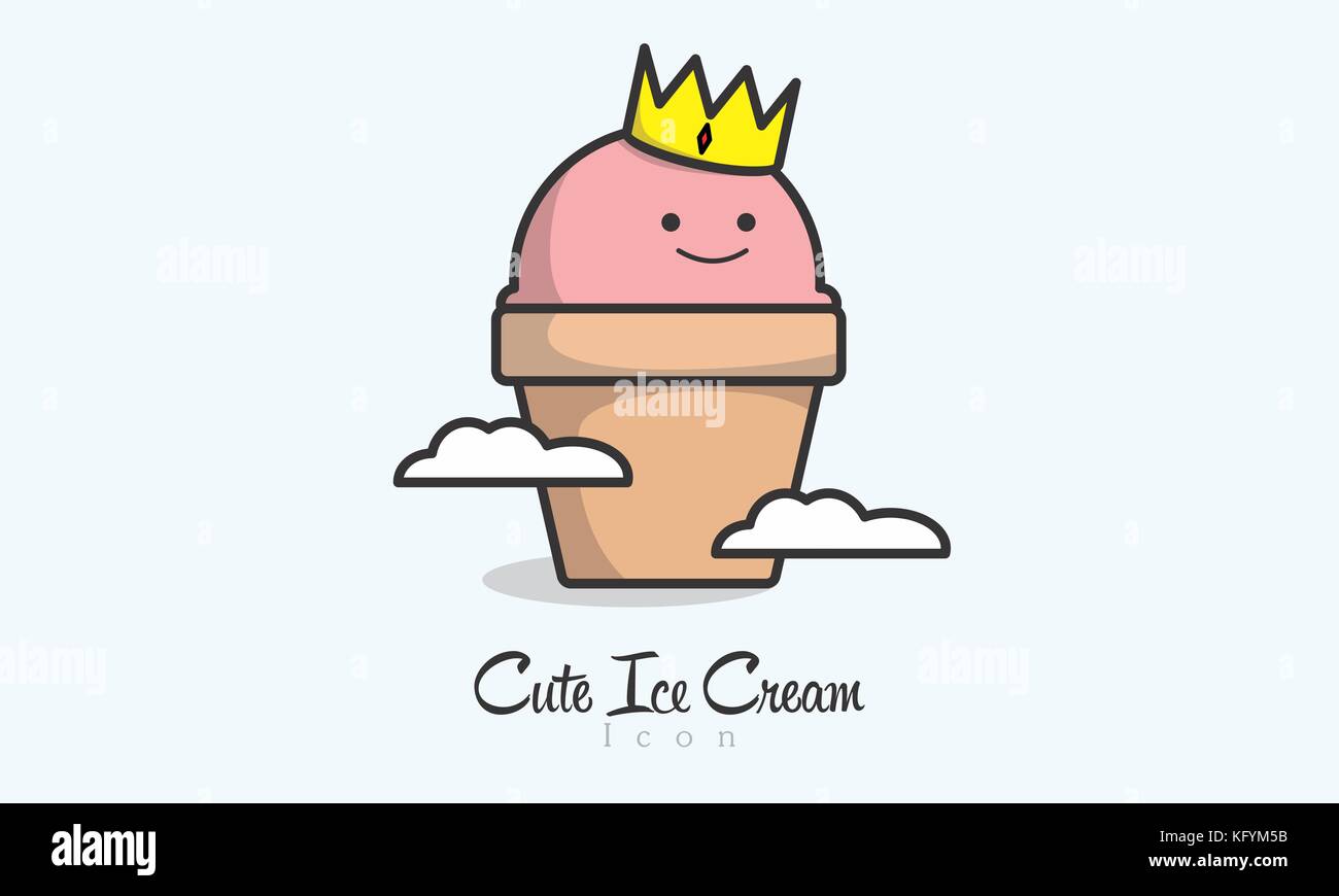 Cute Ice Cream Icon Logo Mascot Stock Photo - Alamy