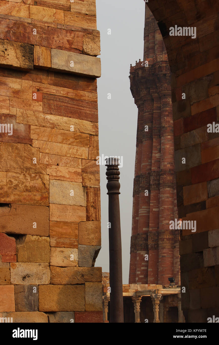 Ancient Ashoka Pillar at Qutub Minar complex, Mehrauli, Delhi, India ...