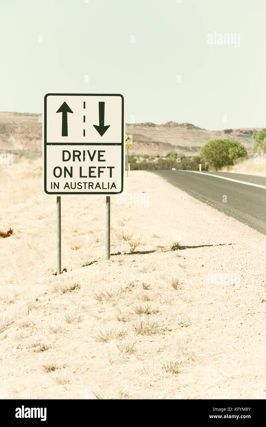 in australia the sign of drive on left like concept of safety Stock ...