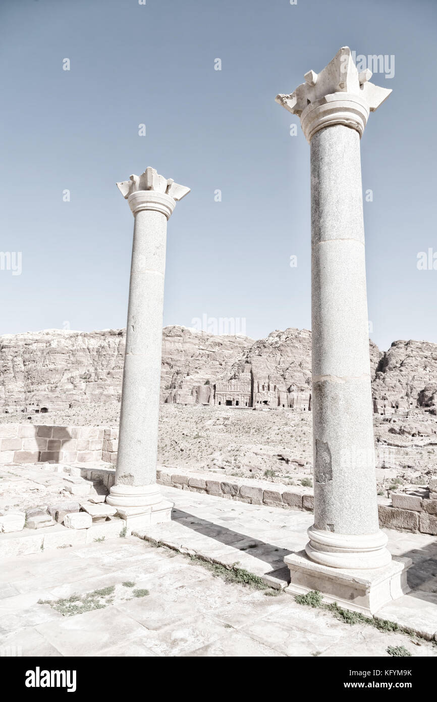 in petra jordan the view of the monuments from the ruins of the antique ...