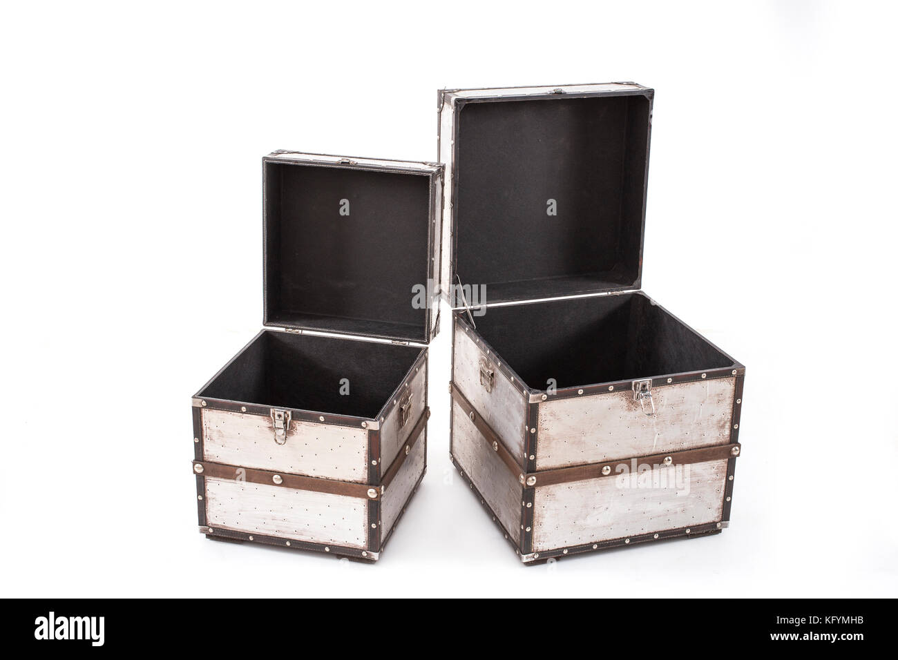 Old aluminium box on the white background Stock Photo - Alamy