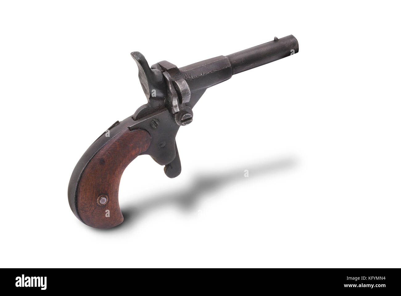 Ladies' pistol of the 19th century. Belgium. Path on the white ...