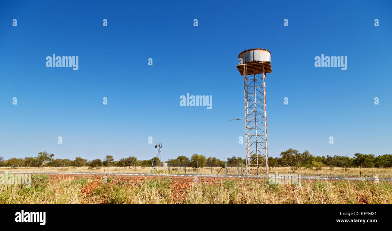in australia the concept of remote in the outback with asphalt line and ...