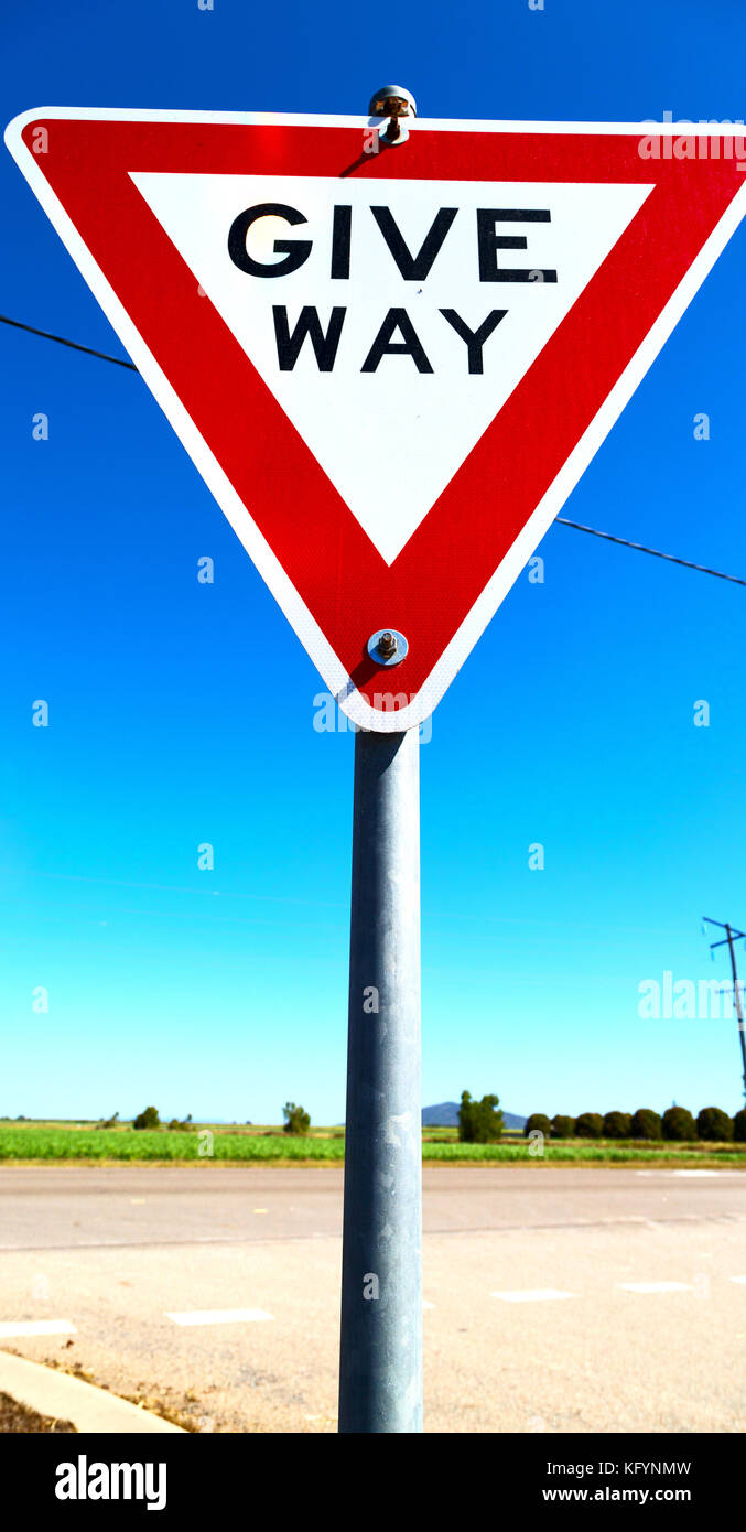 in australia the road street signal of give way Stock Photo - Alamy