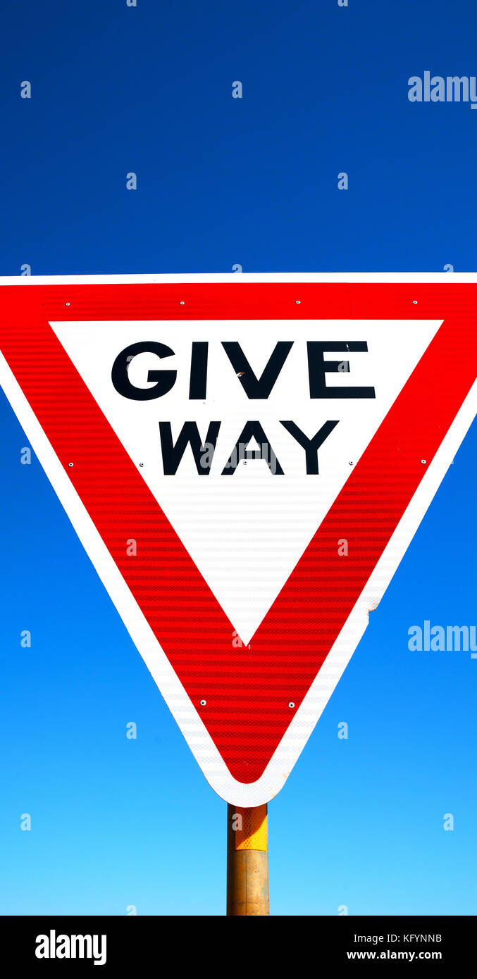 in australia the road street signal of give way Stock Photo - Alamy