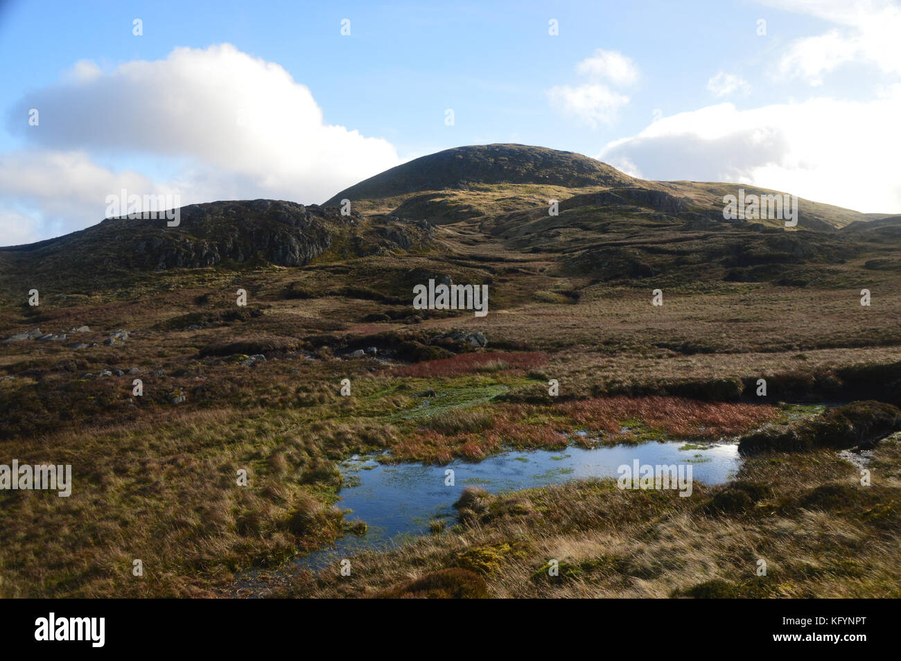 The Scottish Mountain Corbett Meall na Fearna from the wet Ground in ...