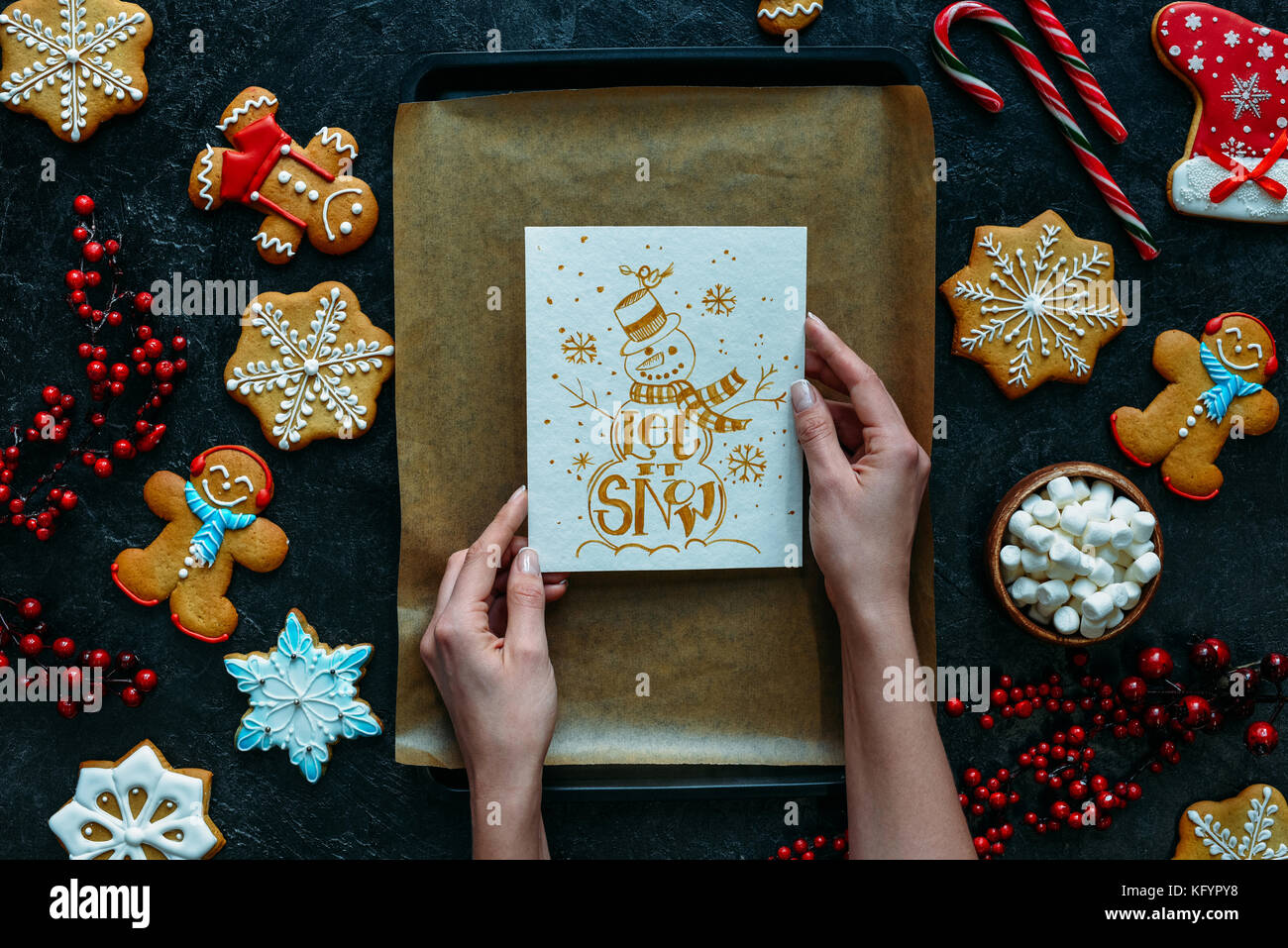 Let it snow greeting card Stock Photo - Alamy