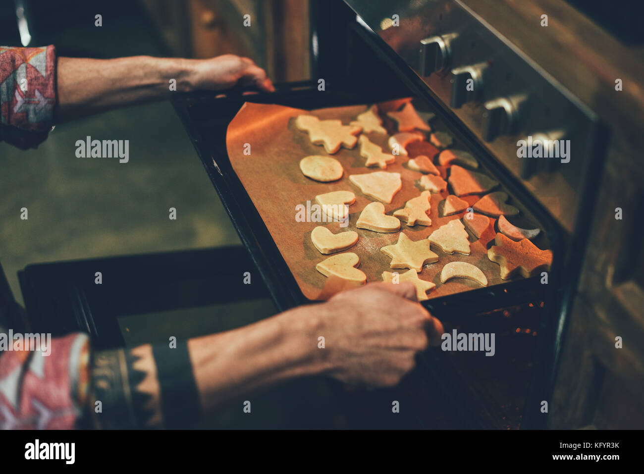 person baking christmas cookies Stock Photo - Alamy