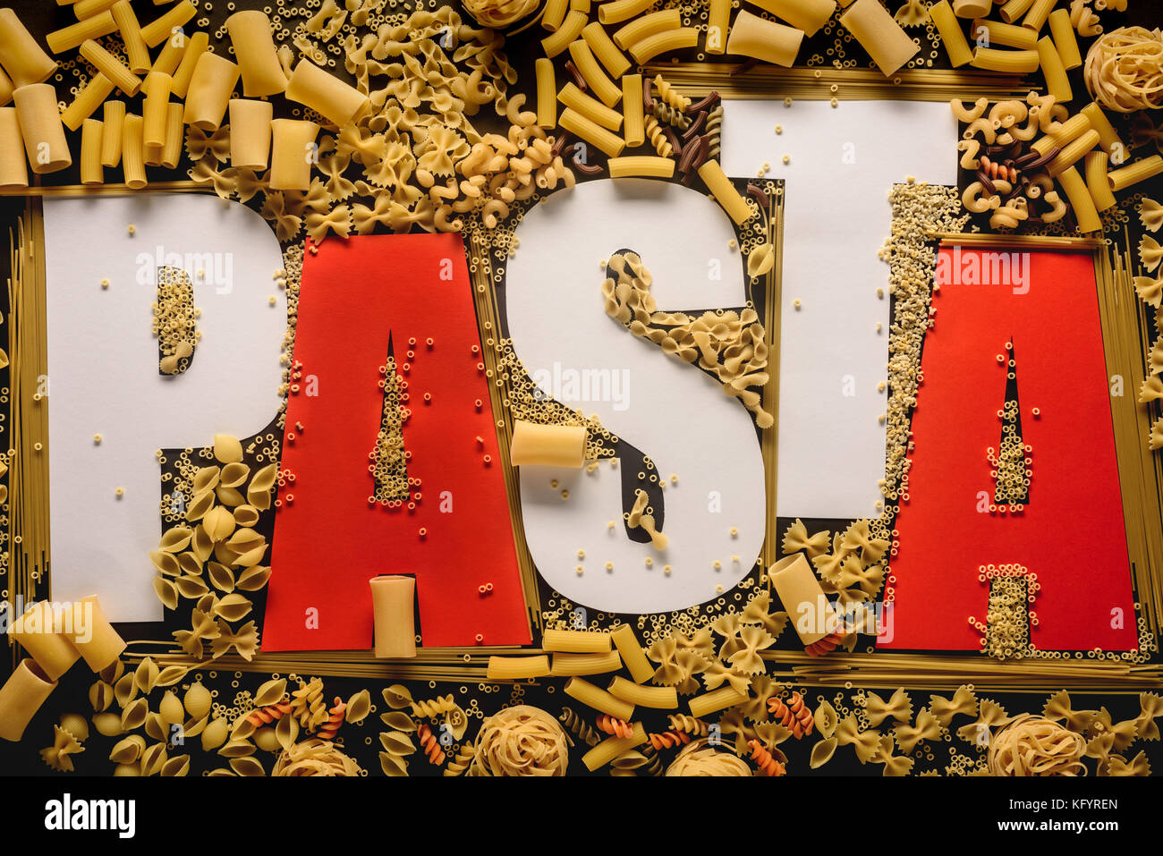 macaroni in shape of word pasta Stock Photo - Alamy