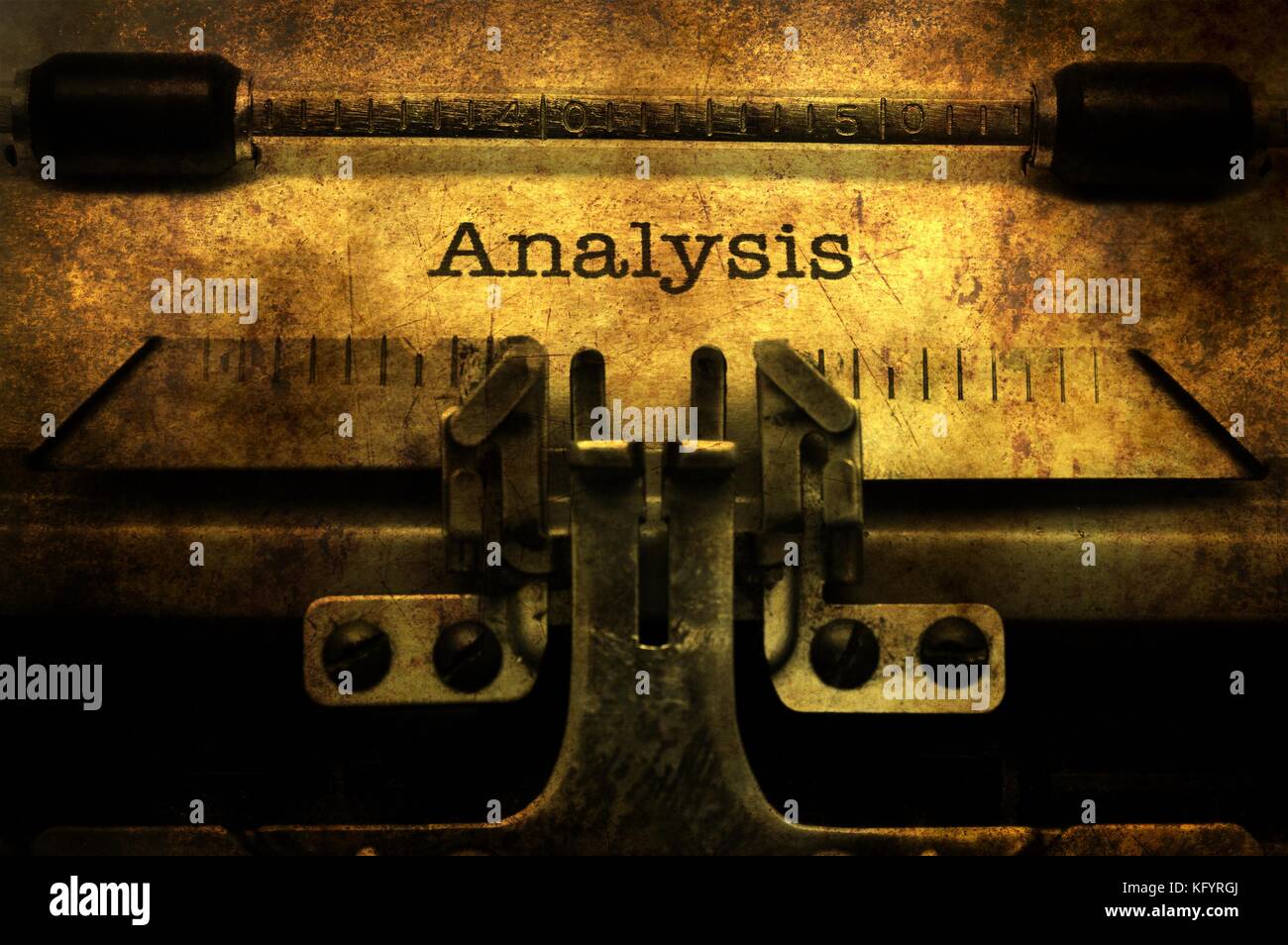 Analysis text on vintage typewriter Stock Photo - Alamy