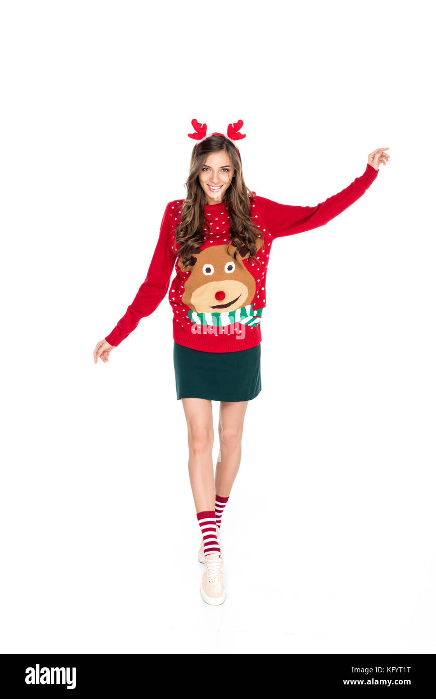 Festive woman in holiday Cut Out Stock Images & Pictures - Alamy