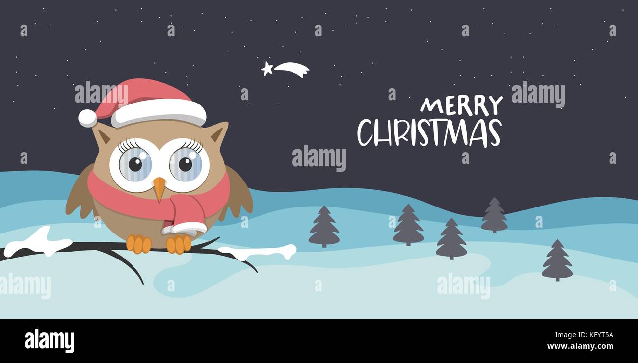 Snowy Owl Cartoon Christmas