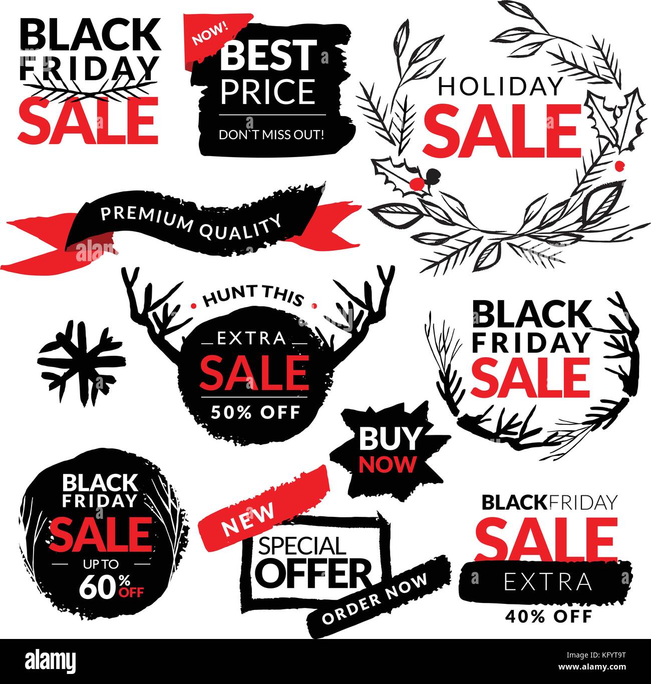 Set of flat modern and hand drawn design sale stickers. Collection of ...