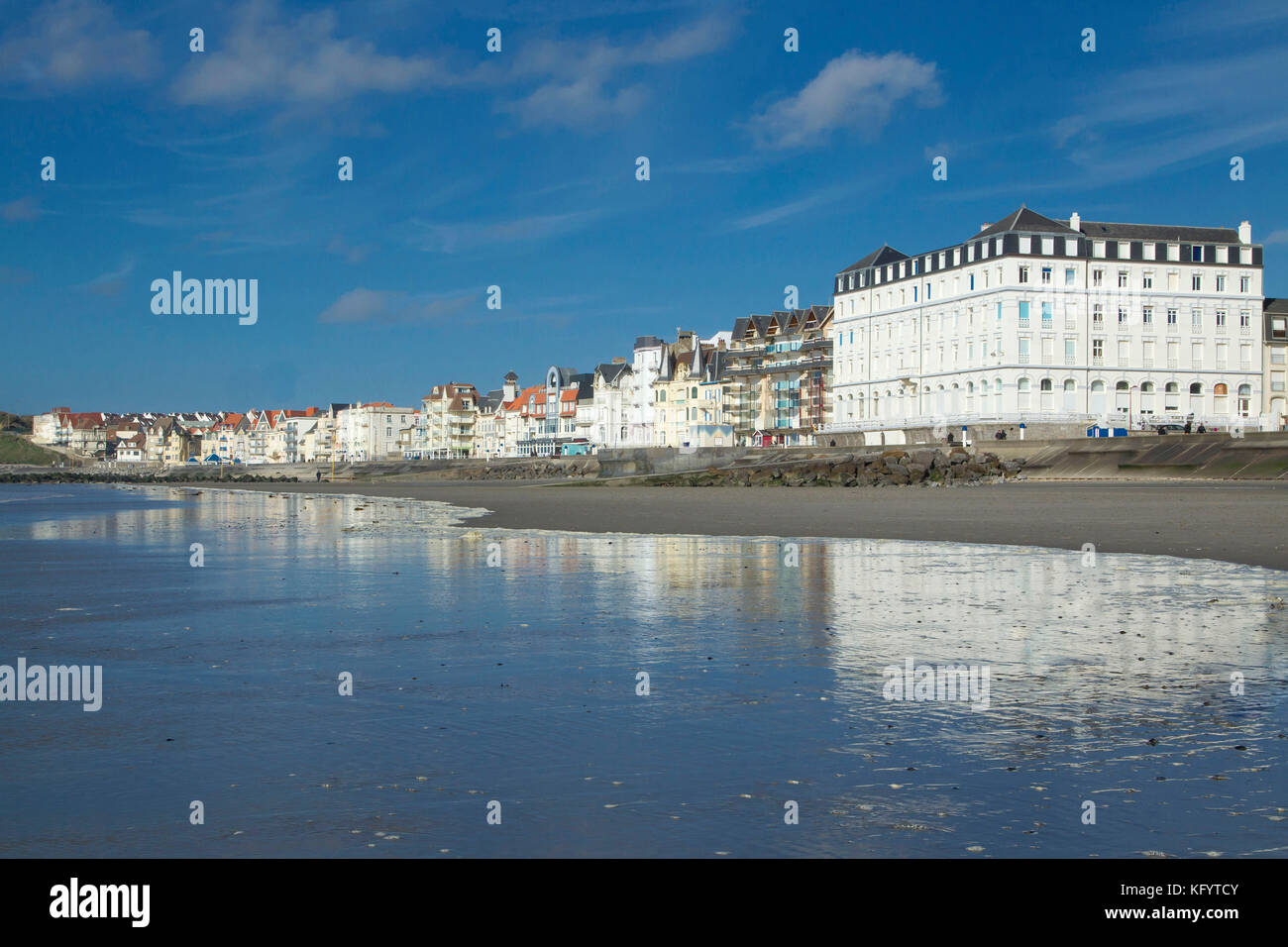 Traditional villas along the waterfront in Wimereux, seaside resort of ...