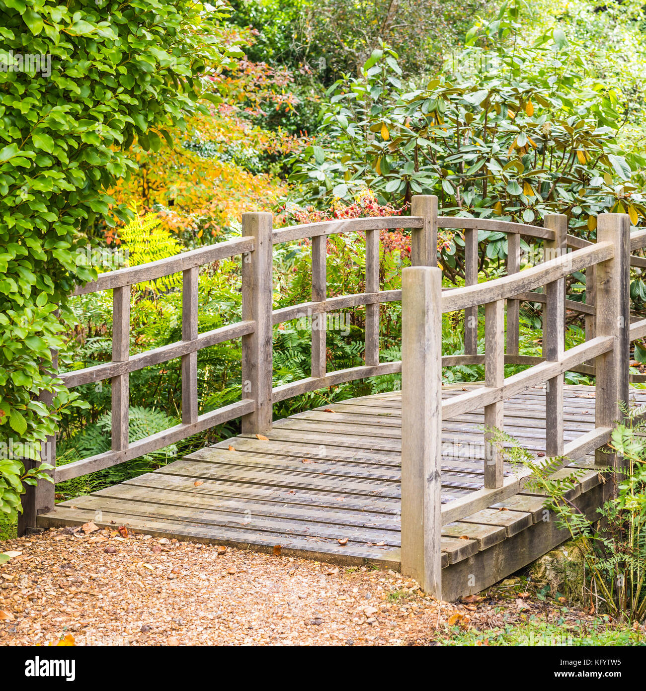 A shot of a small Japanese style bridge Stock Photo - Alamy