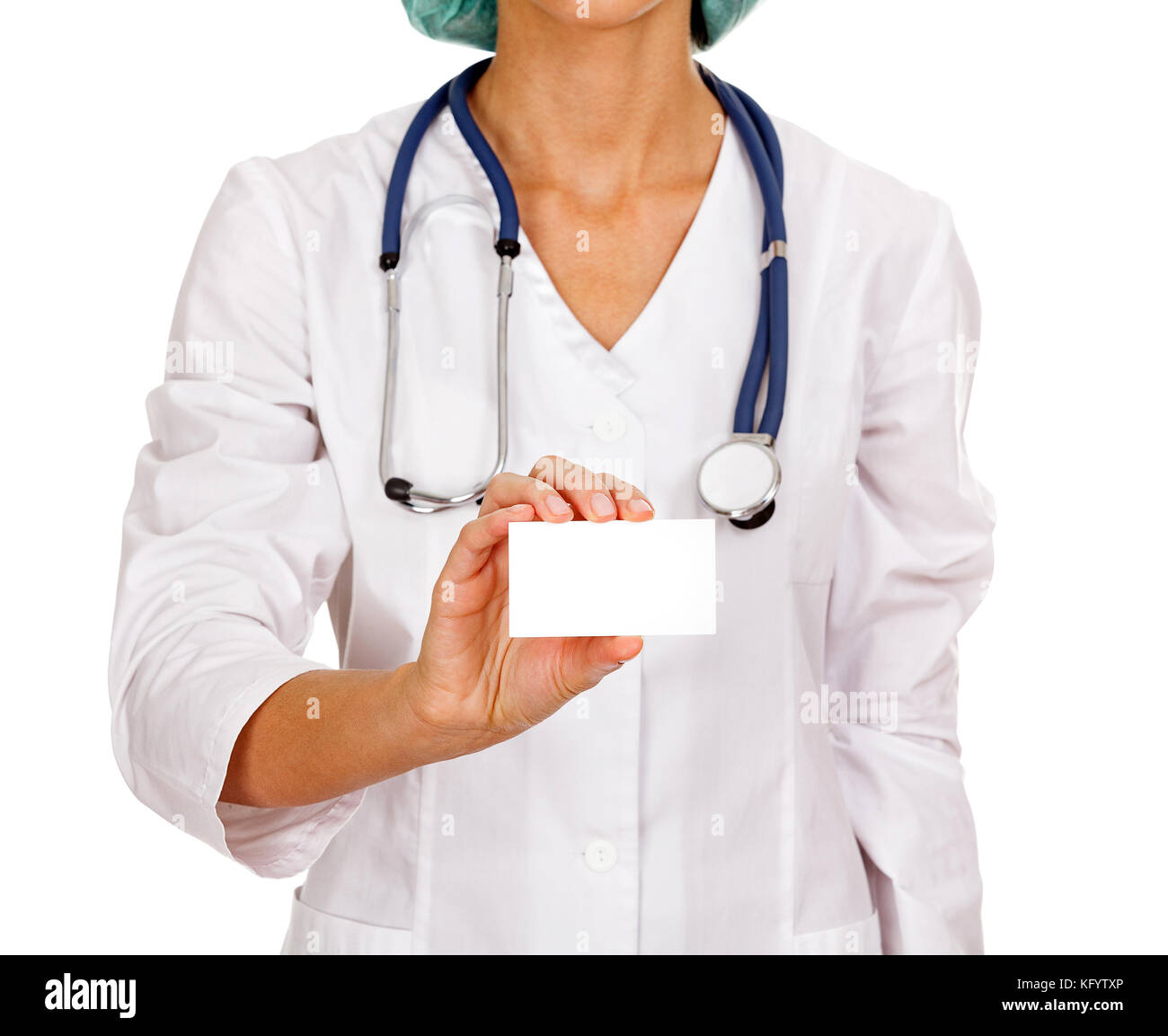 Closeup shot of an empty white card in a hand of doctor or nurse ...