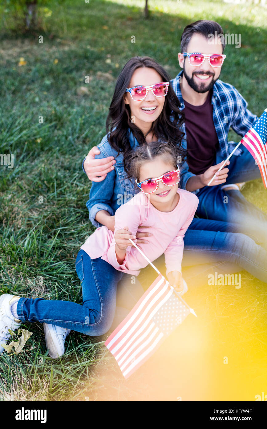 american family with usa flags Stock Photo - Alamy