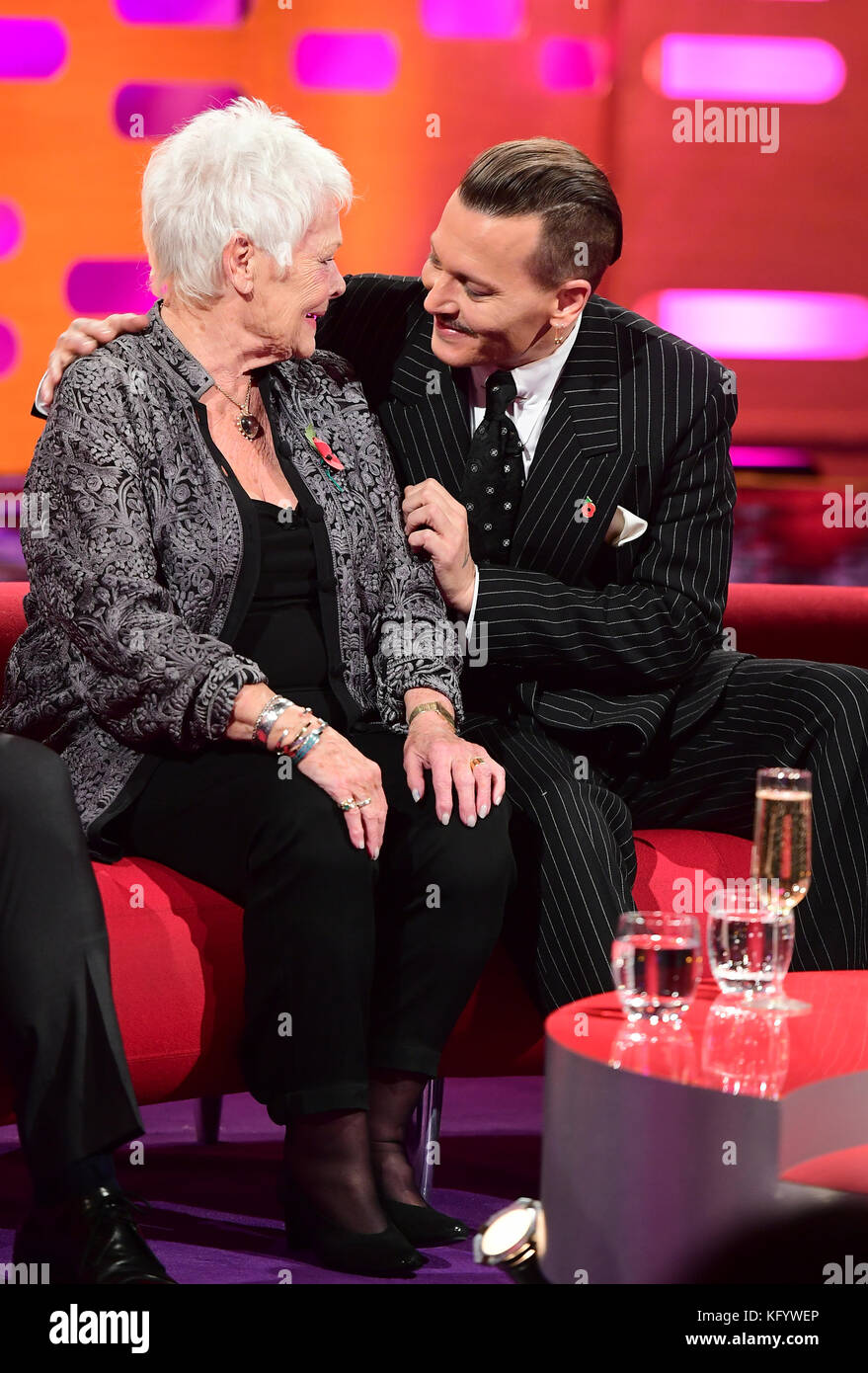 Dame Judi Dench and Johnny Depp appearing on the Graham Norton Show ...