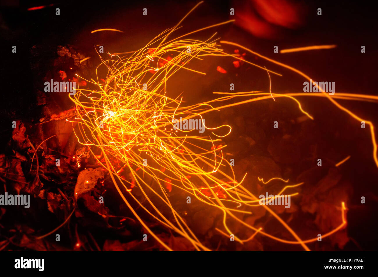 Close up bonfire slow shutter picture Stock Photo - Alamy