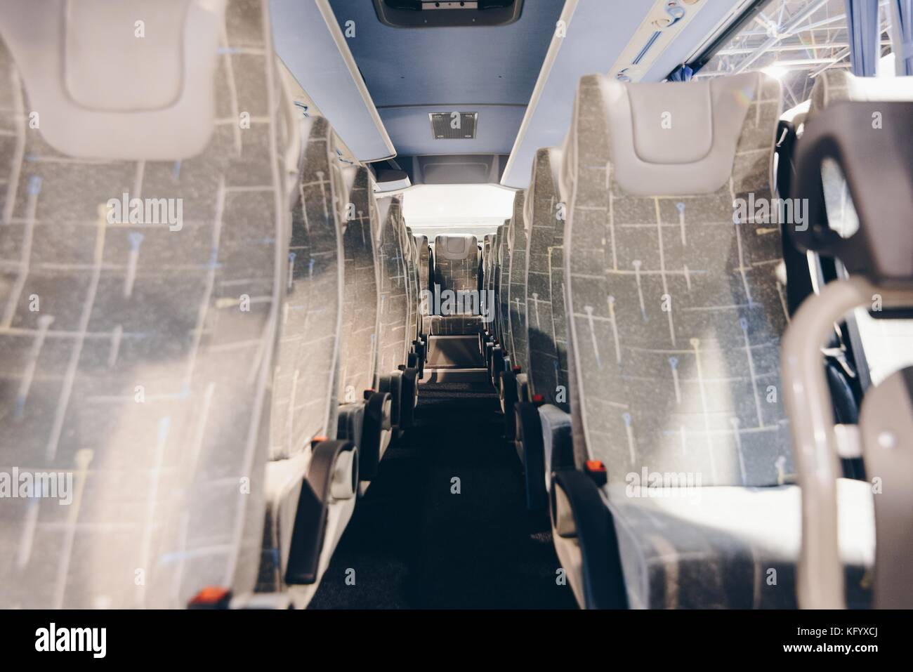 Seats in modern coach bus. Public transport Stock Photo - Alamy