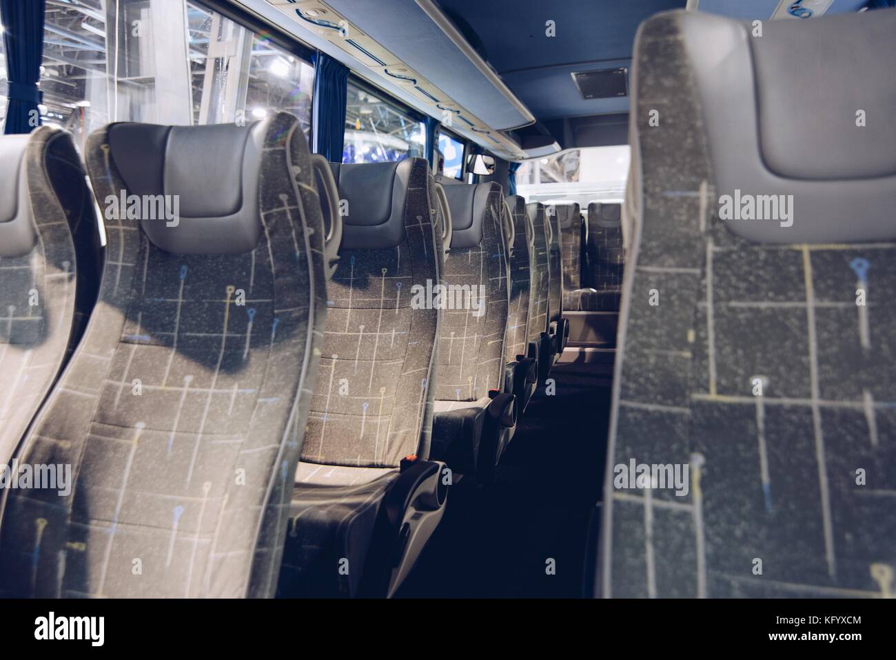 Seats in modern coach bus. Public transport Stock Photo - Alamy