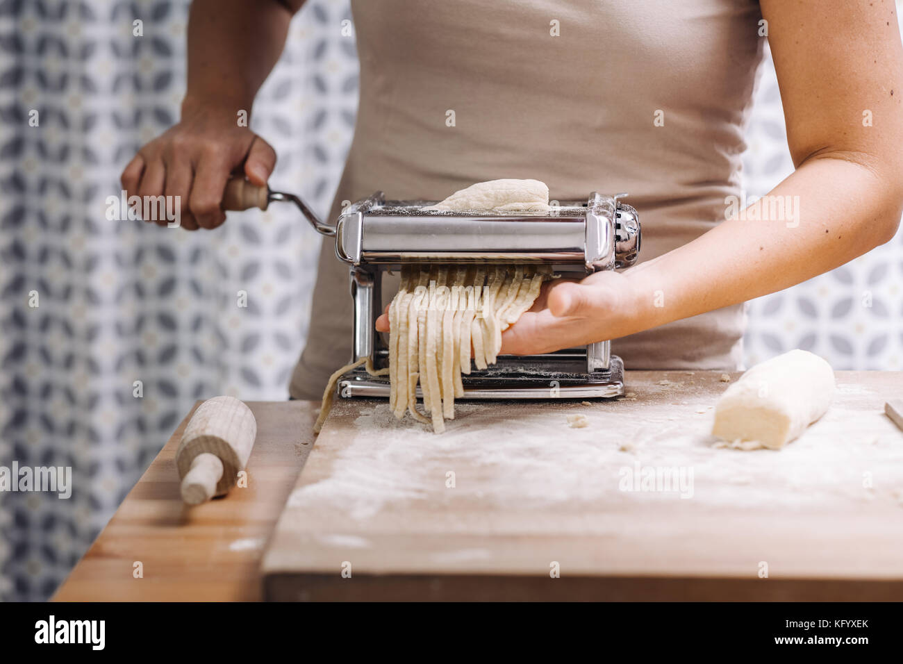 Home made traditional Italian Tagliatelle paste Stock Photo - Alamy