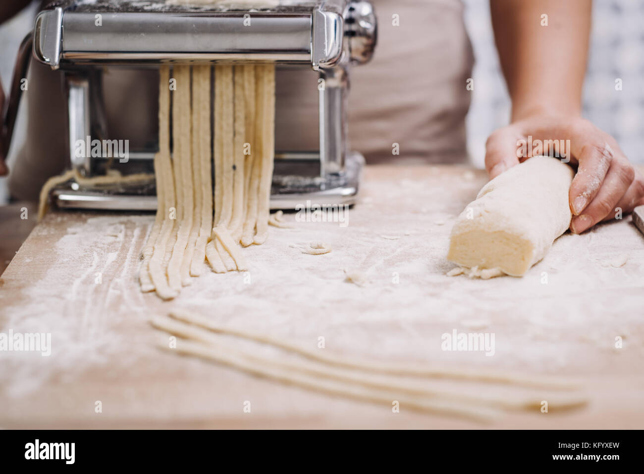 Home made traditional Italian Tagliatelle paste Stock Photo - Alamy