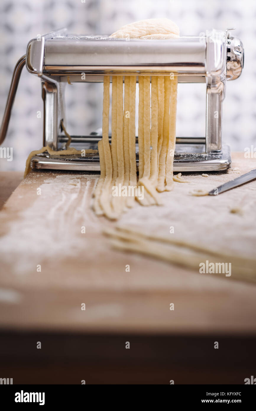 Home made traditional Italian Tagliatelle paste Stock Photo - Alamy