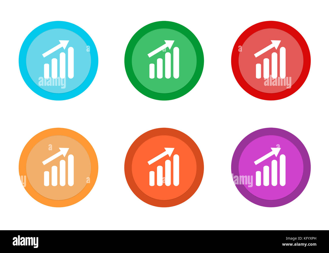 Set of rounded colorful buttons with success symbol in blue, green, red ...