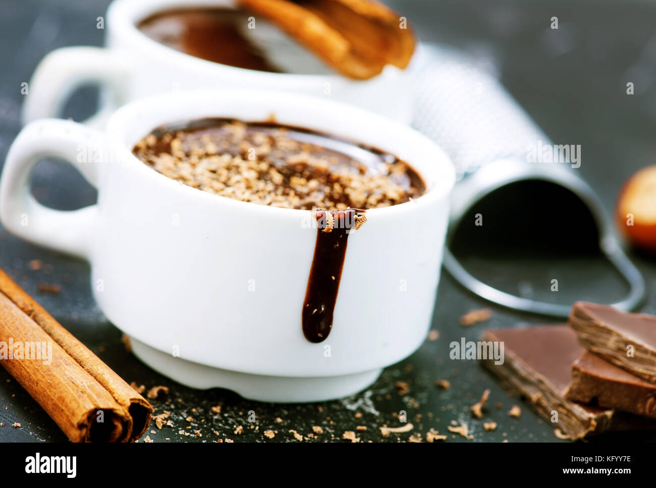 hot chocolate in cup and on a table Stock Photo - Alamy