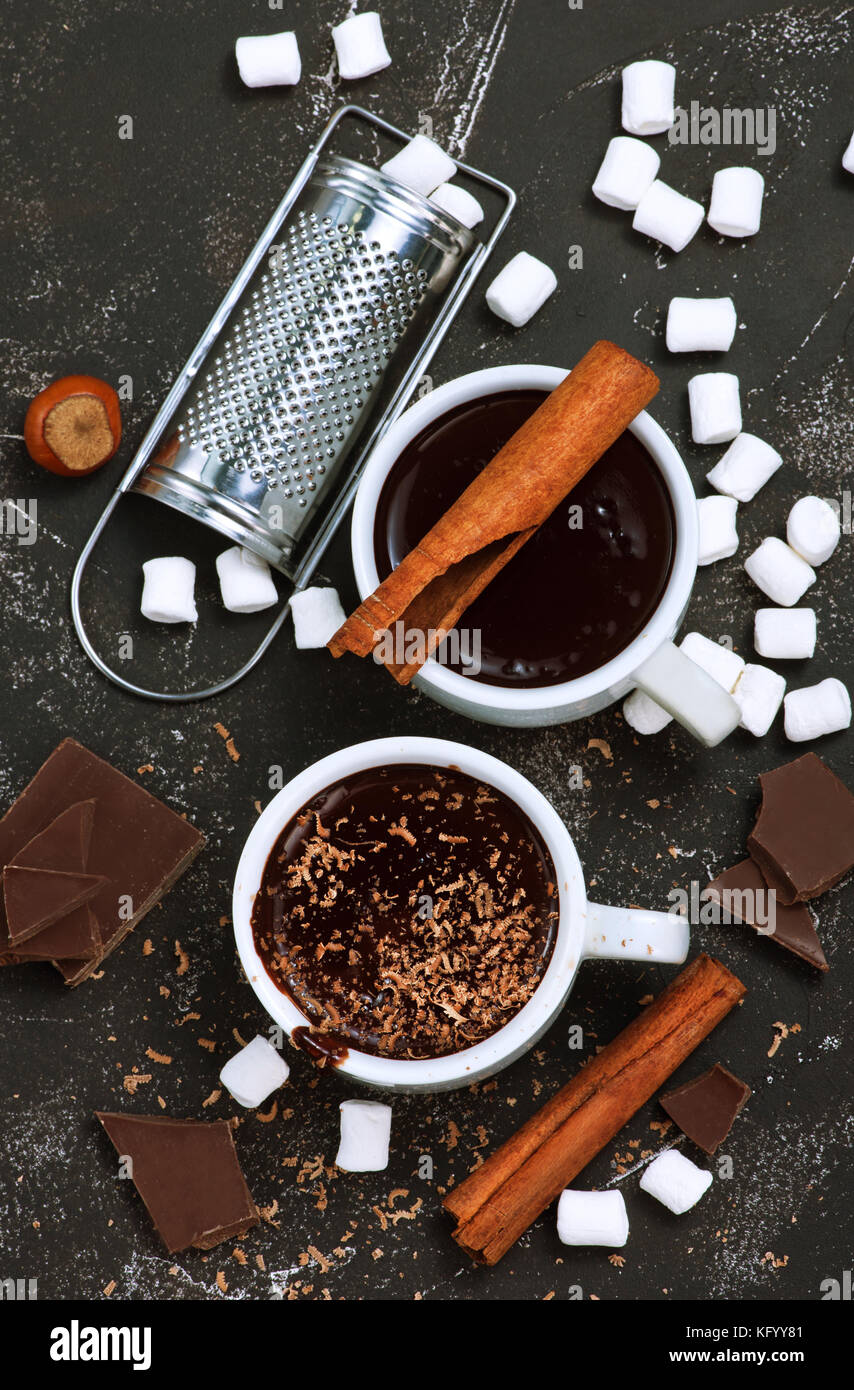 hot chocolate in cup and on a table Stock Photo - Alamy