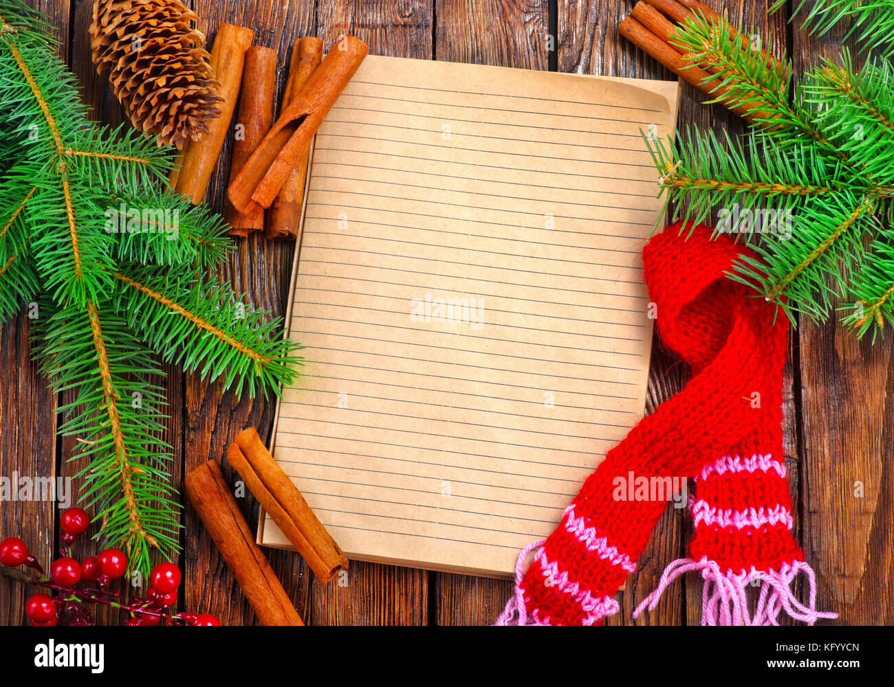 notebook for recipe or menu and spices Stock Photo - Alamy