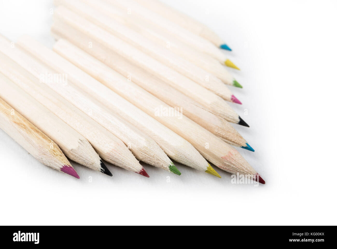 Back to school and classroom supplies with closeup on mix colored ...