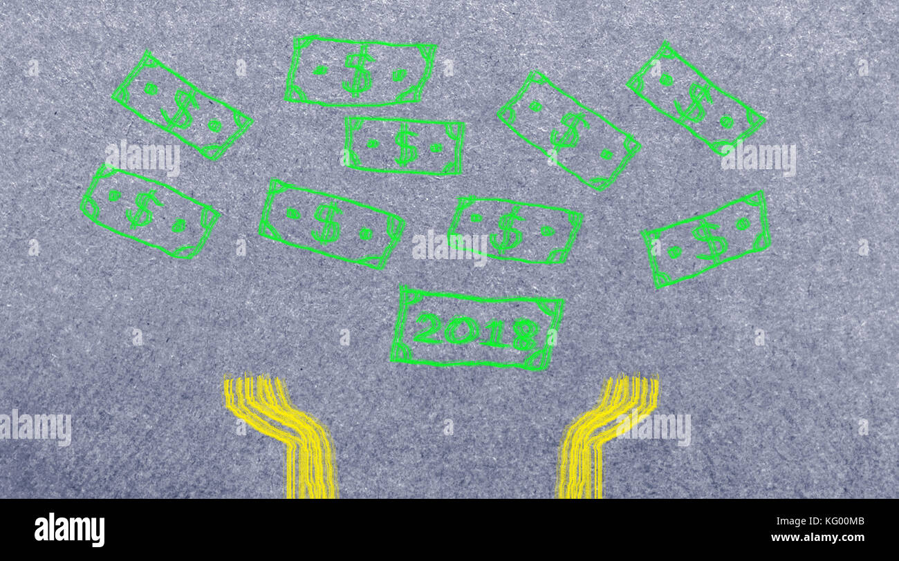 Dollar sign symbol falling down with hands waiting. Idea 2018, Easy ...