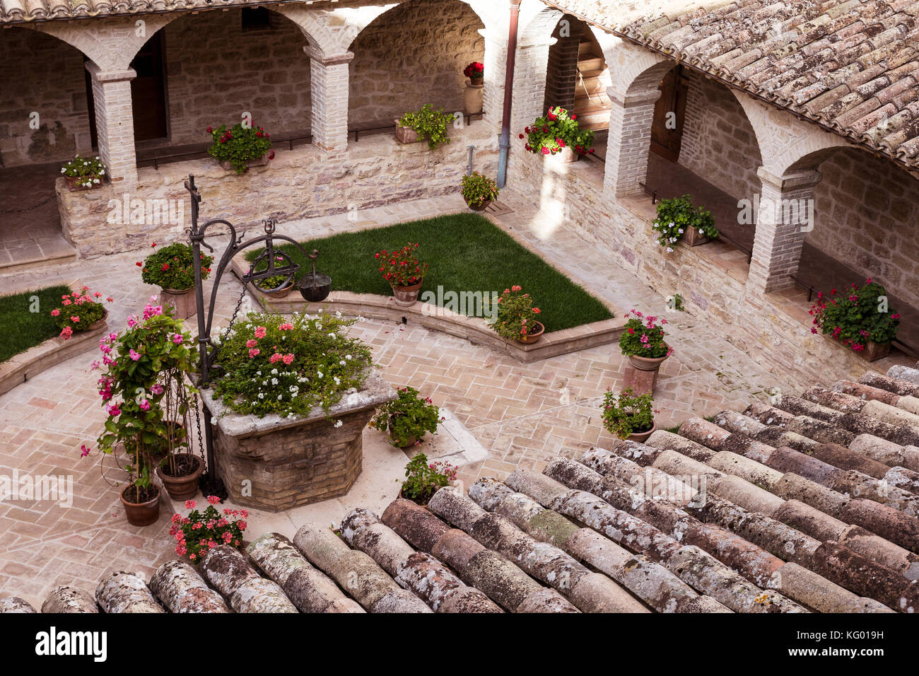 View of a cloister of an ancient Franciscan convent in assisi Stock ...