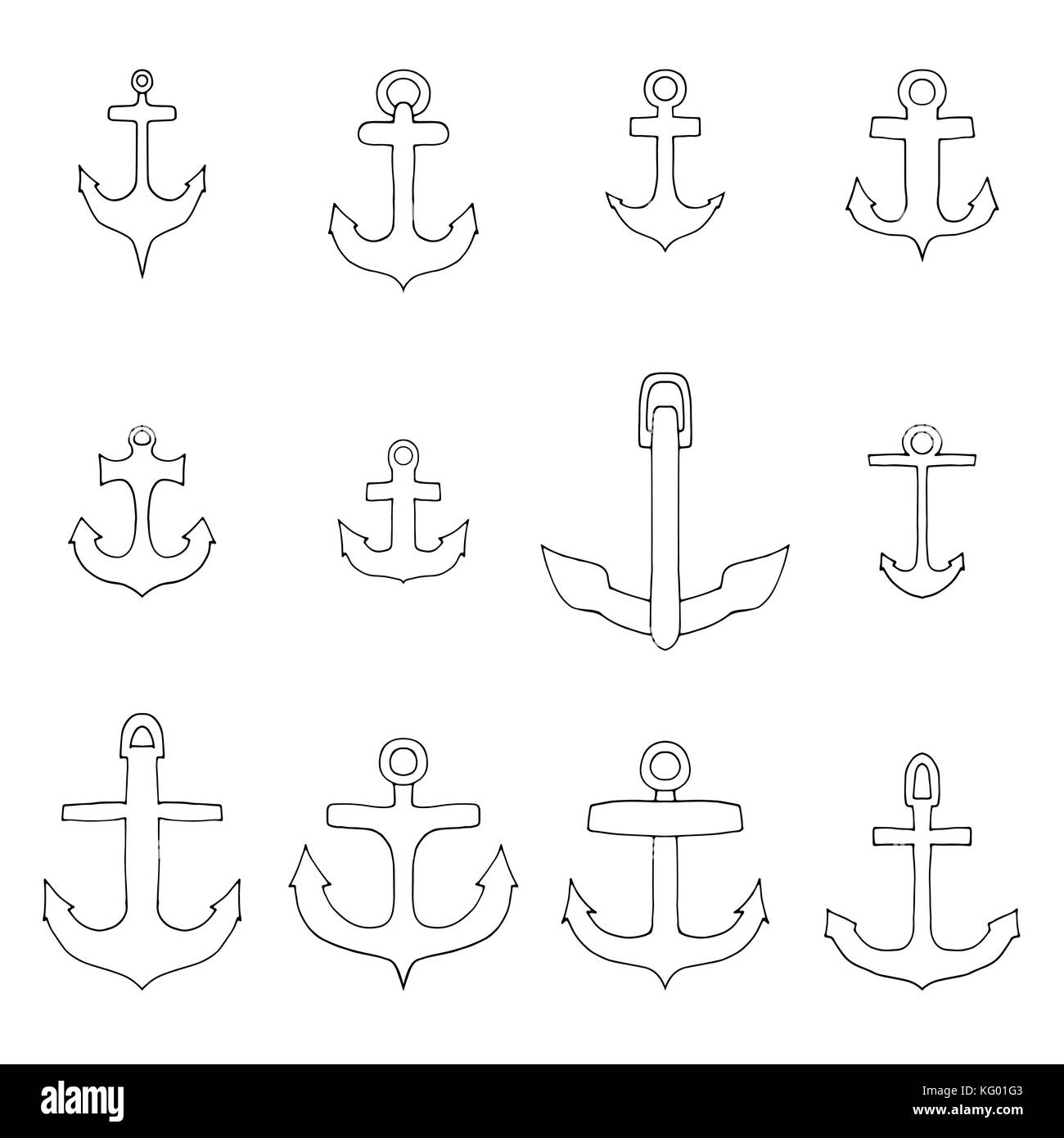 Set of vector anchor. Isolated on white background Stock Vector Image ...