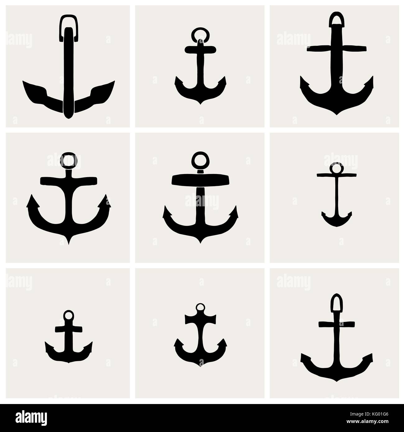 Set of vector anchor. Isolated on white background Stock Vector Image ...
