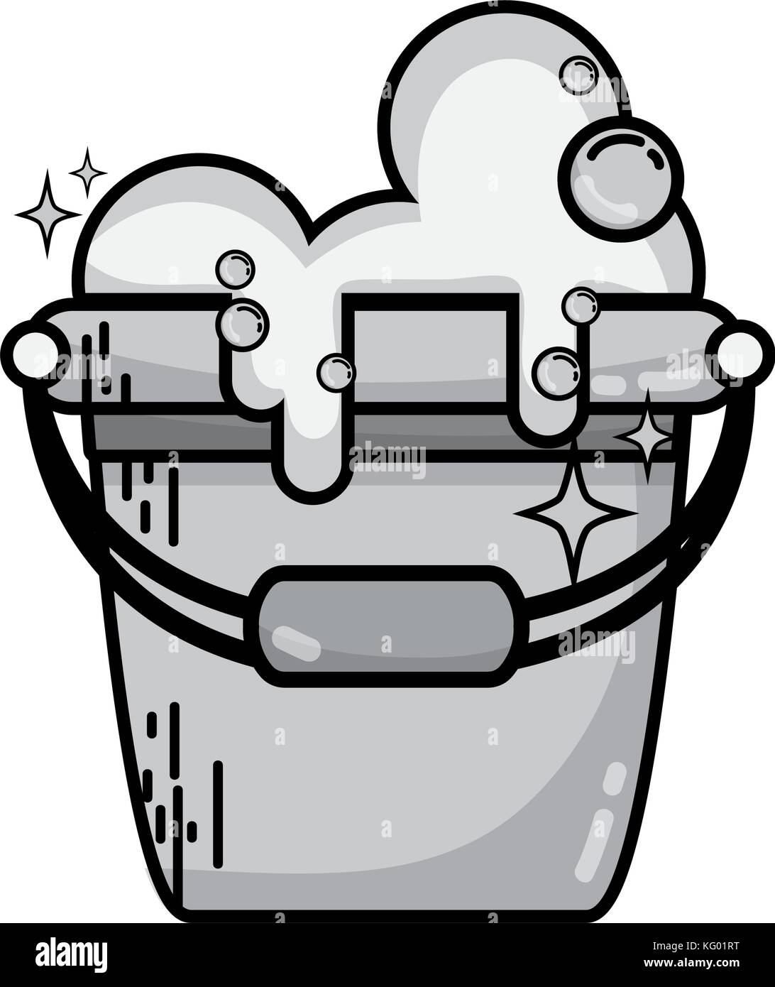grayscale laundry pail with detergent bubbles to clean Stock Vector ...