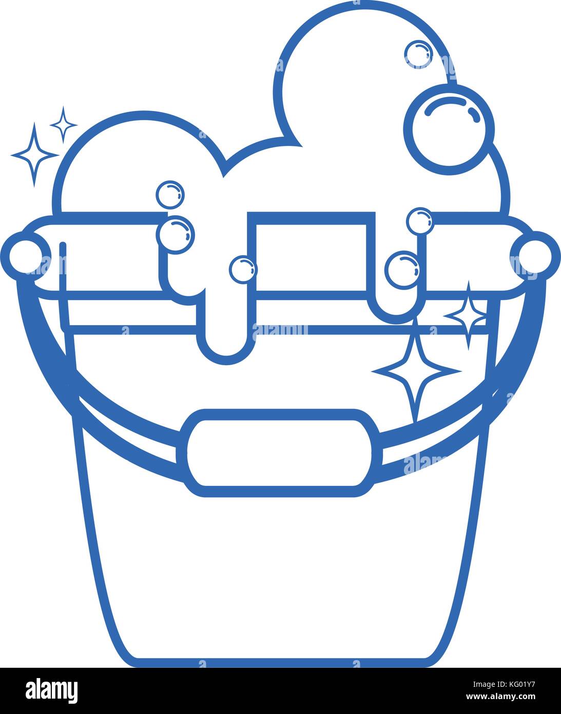 line laundry pail with detergent bubbles to clean Stock Vector Image ...