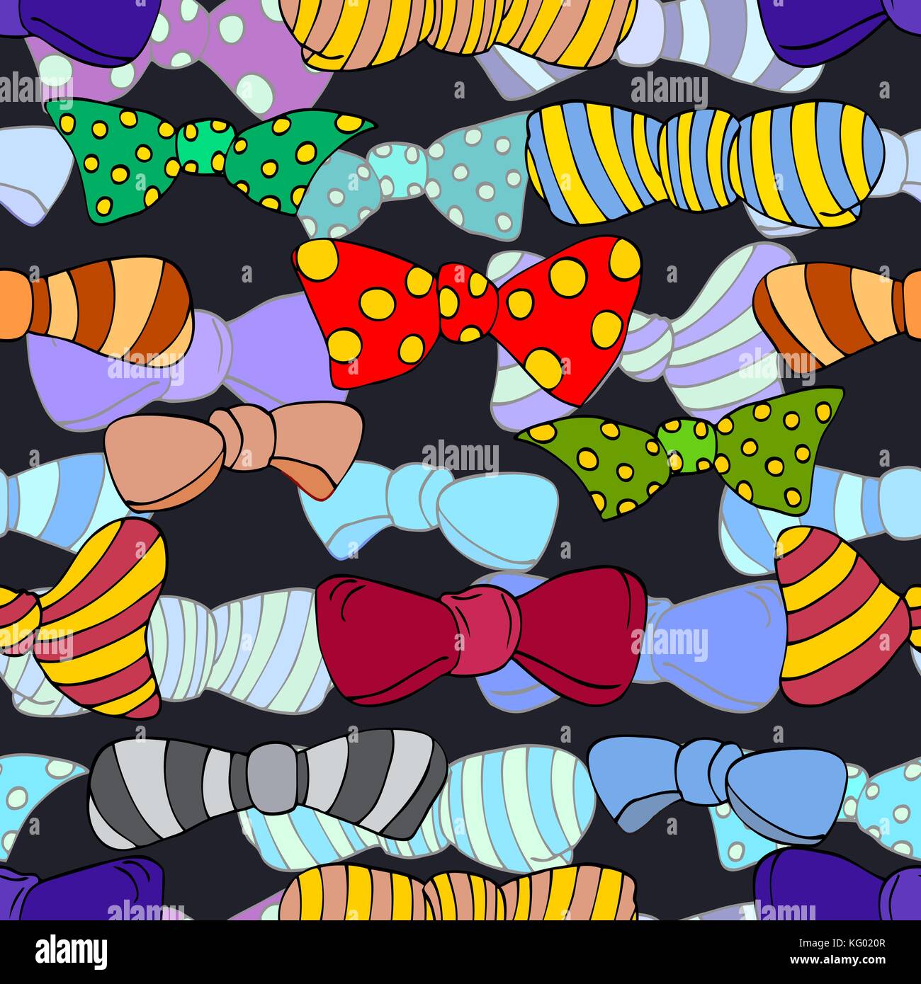 Seamless pattern of colorful bow tie. Vector illustration Stock Vector ...