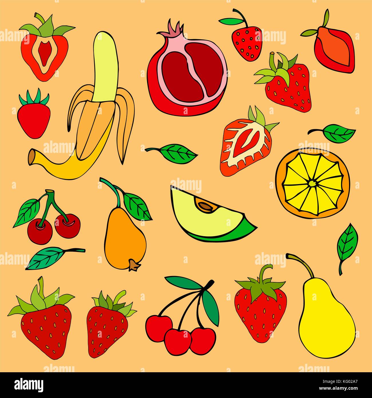 set of different fruits isolated. Vector illustration Stock Vector ...