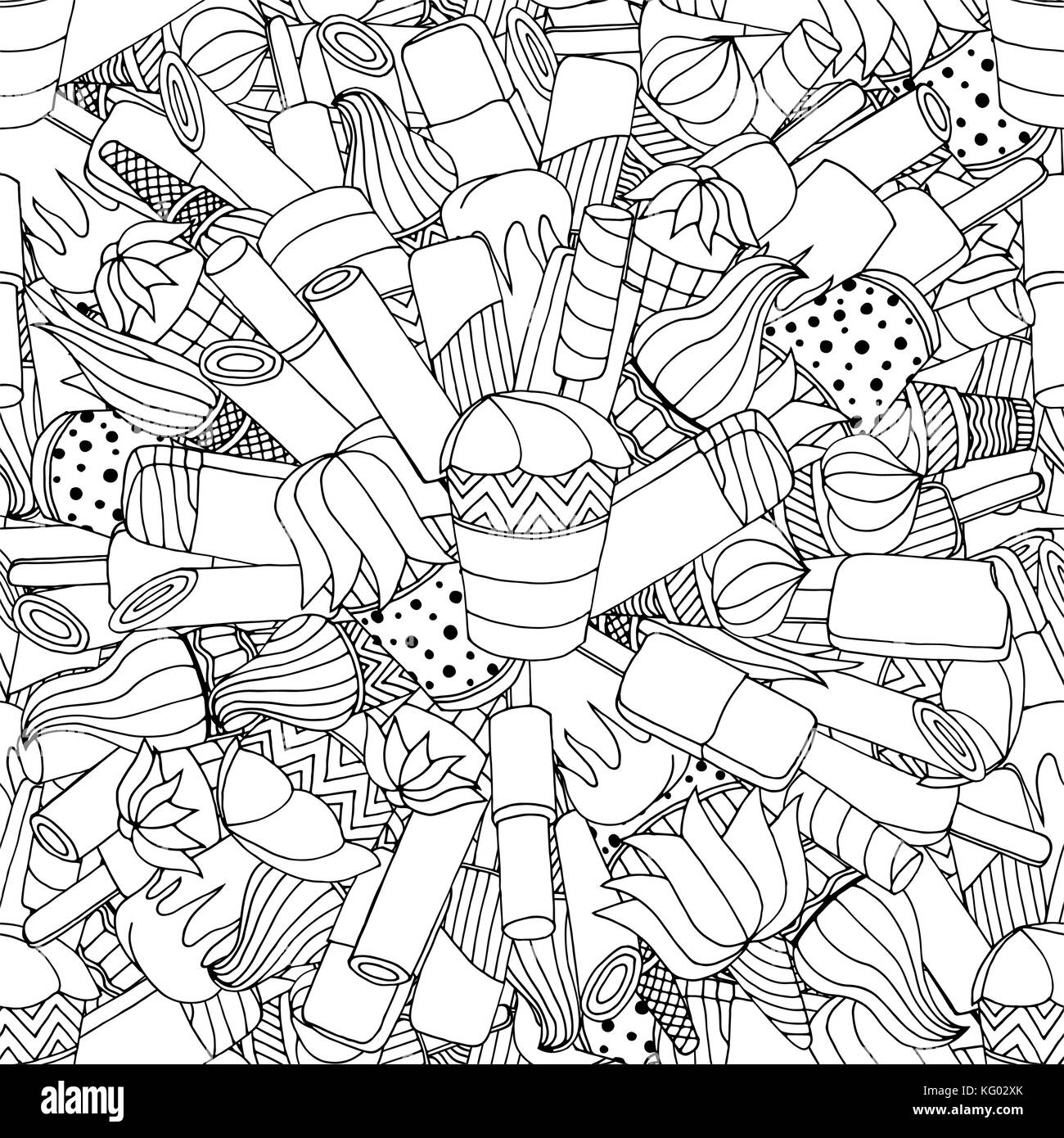 Ice cream cone pattern Black and White Stock Photos & Images - Alamy