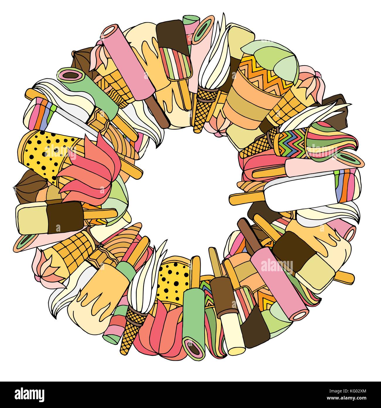 Ice creame on round set. Vector illustration Stock Vector Image & Art ...