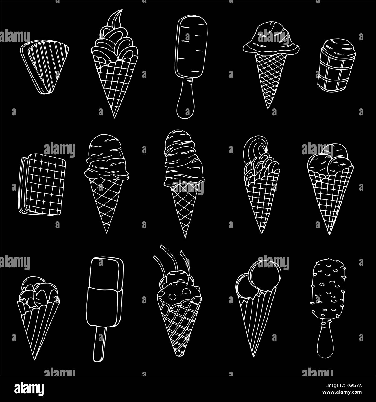 Ice cream icon set hand drawing. Vector illustration Stock Vector Image ...